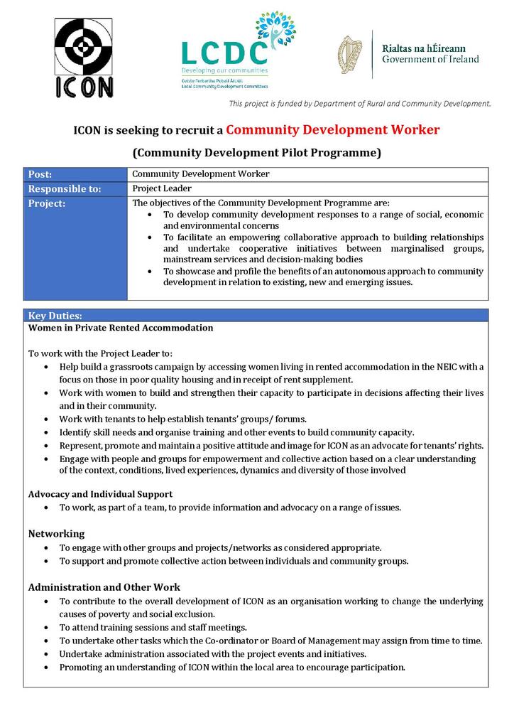We are Hiring - Community Development Worker (21 hours) | Inner City ...